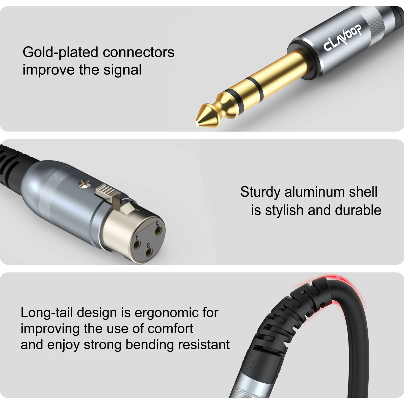 Snapklik.com : CLAVOOP XLR To 1/4 Cable 3ft, TRS