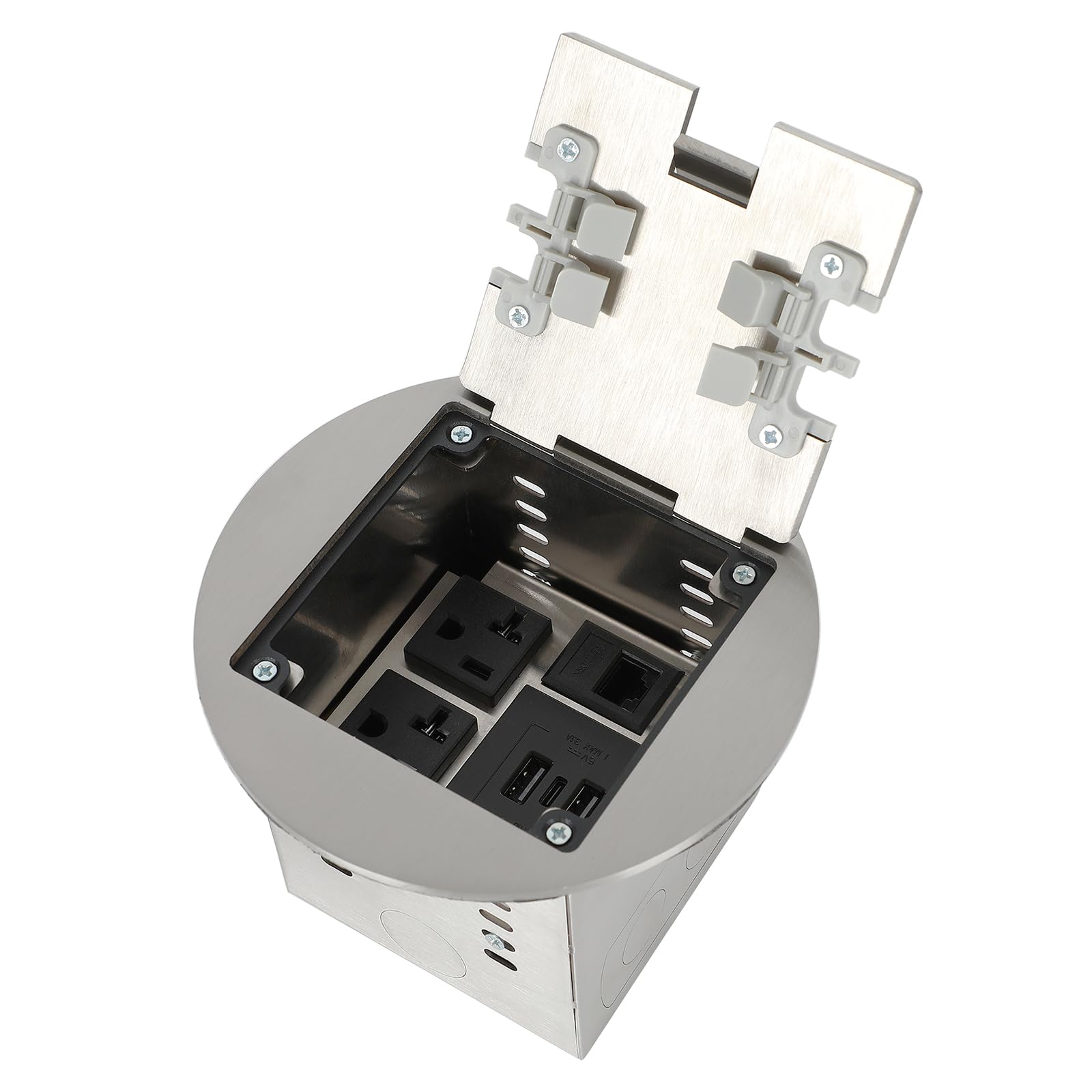 Snapklik.com : Recessed Circular Floor Outlet Kit 20 Amp Round Hidden ...