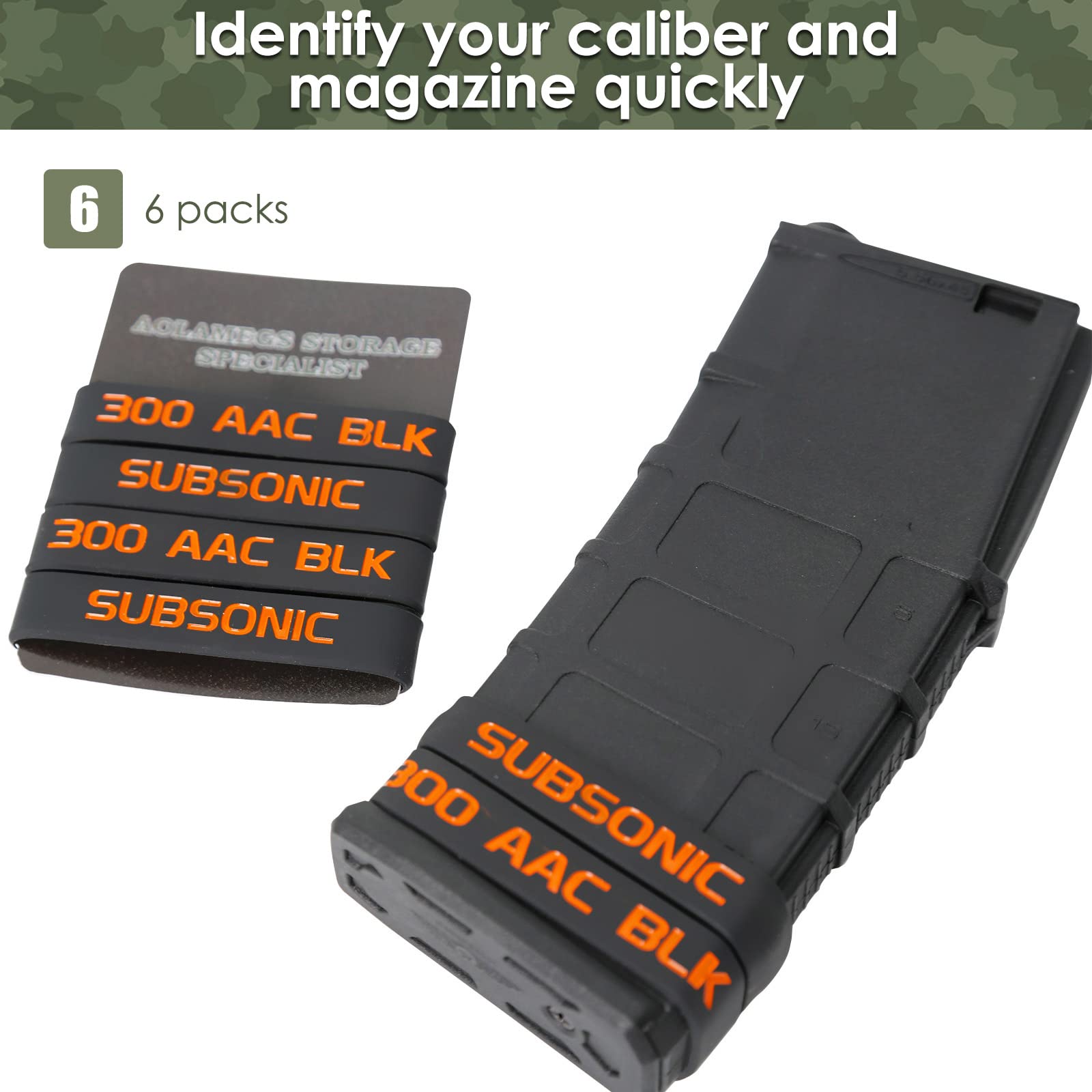 Snapklik.com : Aolamegs 300 Blackout Subsonic Magazine Marking Band, 6 Pack 300 BLK Subsonic ...