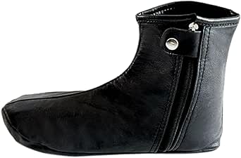 Black Leather Socks with zipper For Men Women Unisex Water resisitant ...