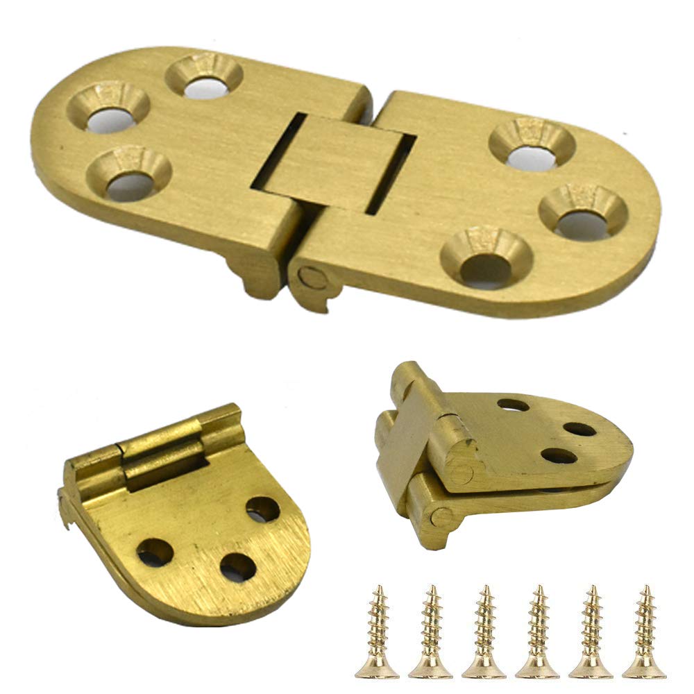 4 Pack Brass Folding Table Hinge Round Edge 180 Degree Folding Table ...