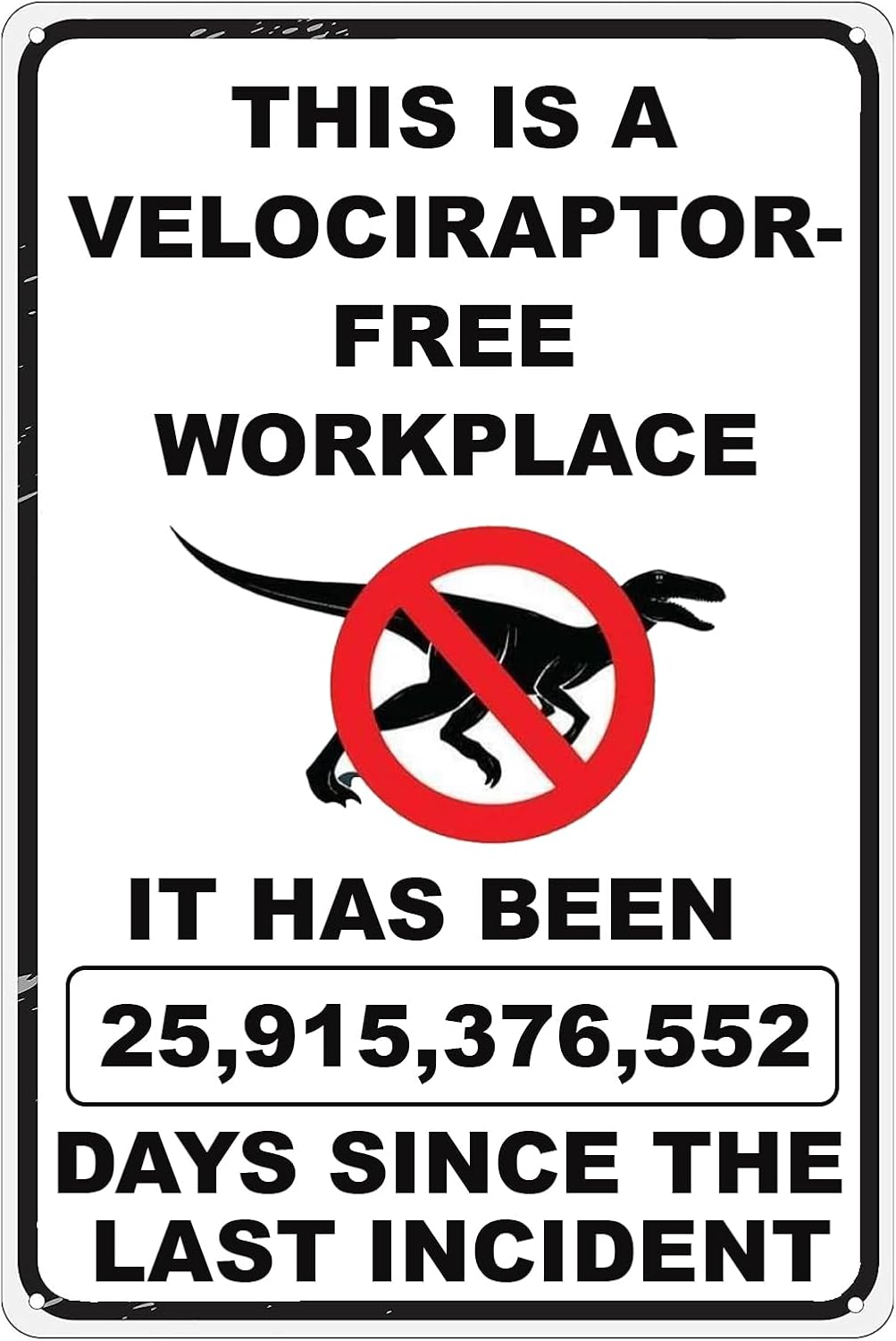 Amazon.com: Dinosaur Warning Sign,Velociraptor Free Workplace It Has ...