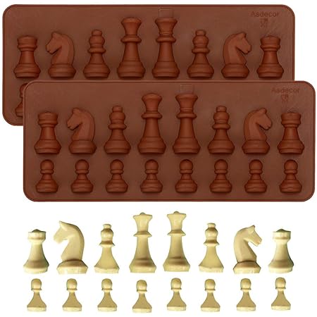 Amazon.com: 2Pcs Chess Piece Chocolate Candy Molds, International Chess ...