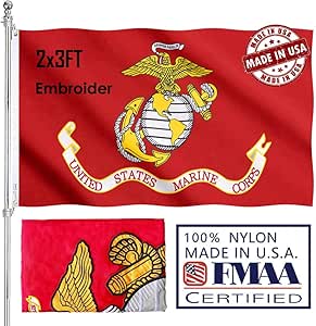 Amazon.com : Double Sided Embroidered United States Marine Corps Flag ...