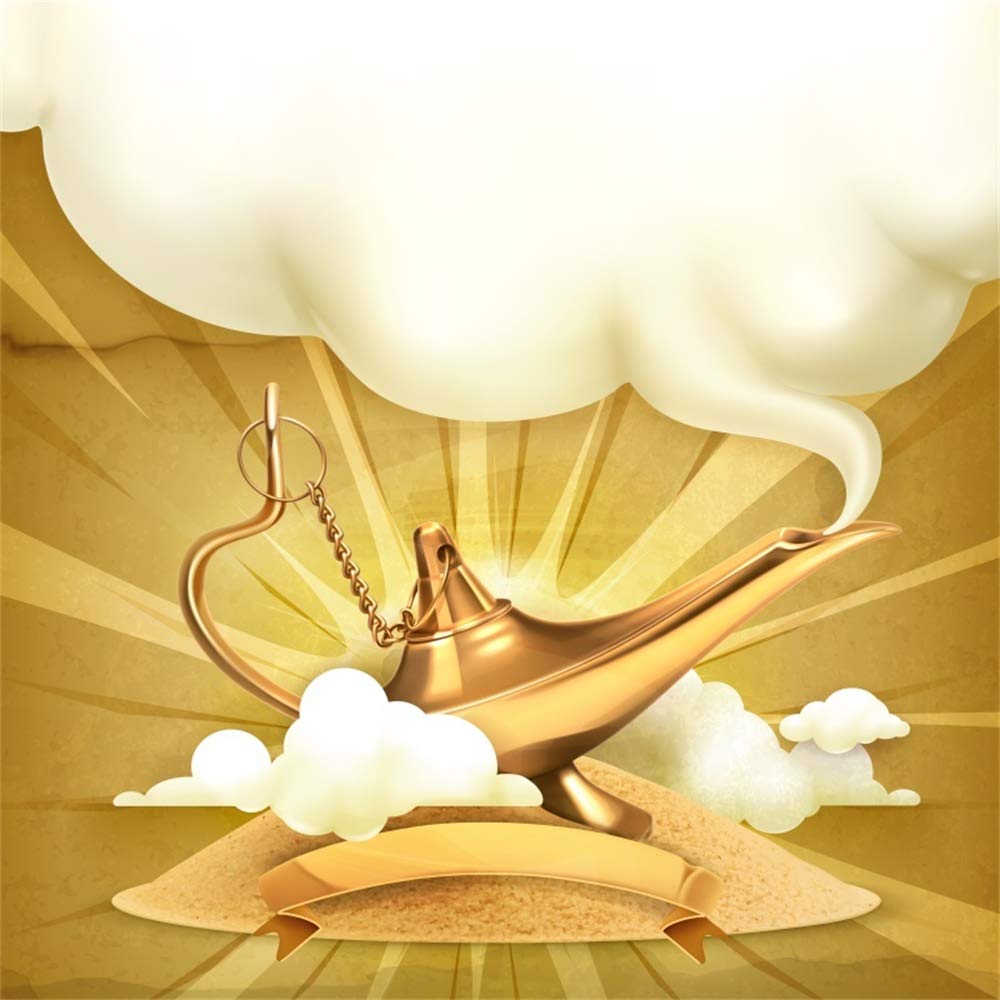 Buy AOFOTO 8x8ft Cartoon Aladdin' Wonderful Lamp Backdrop Comic Yellow ...