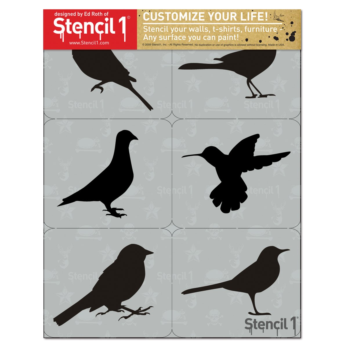 Amazon.com: Stencil1 Winter Christmas Stencils (Bird Silhouette Stencil Set 6 Pack 8.5" x 11 ...