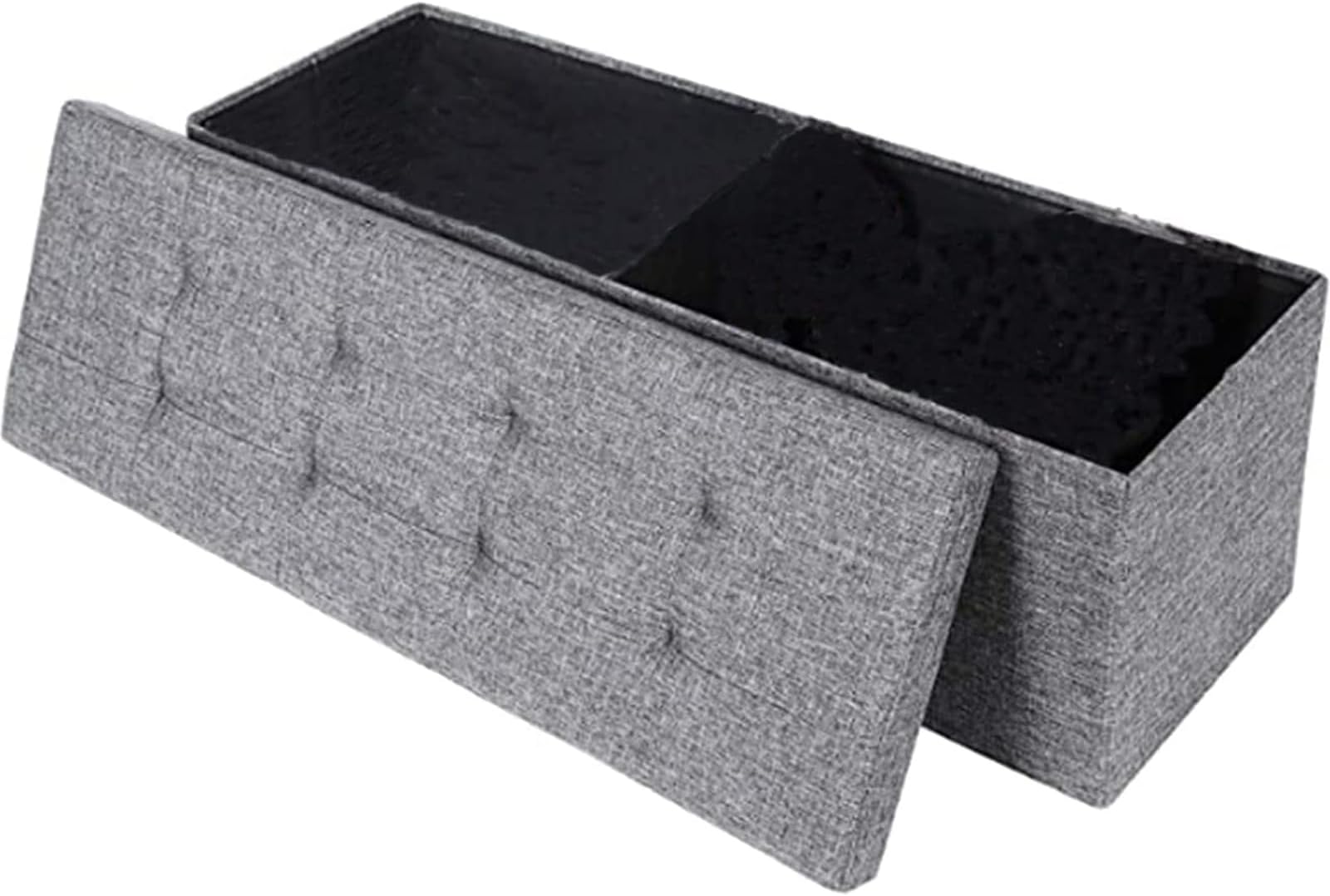 Dripex Large Folding Ottoman Storage Box,Grey Linen Padded Foldable ...