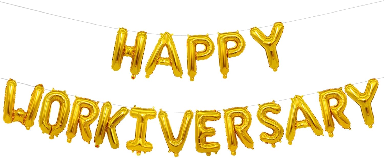 Amazon.com: Happy Workiversary Balloon Banner for Work Party Supplies ...