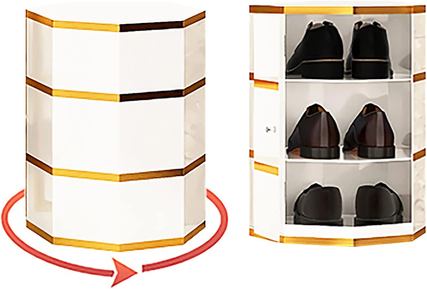 Amazon.com: Lebolna Premium Rotating Shoe Rack with Doors,Modern Metal ...