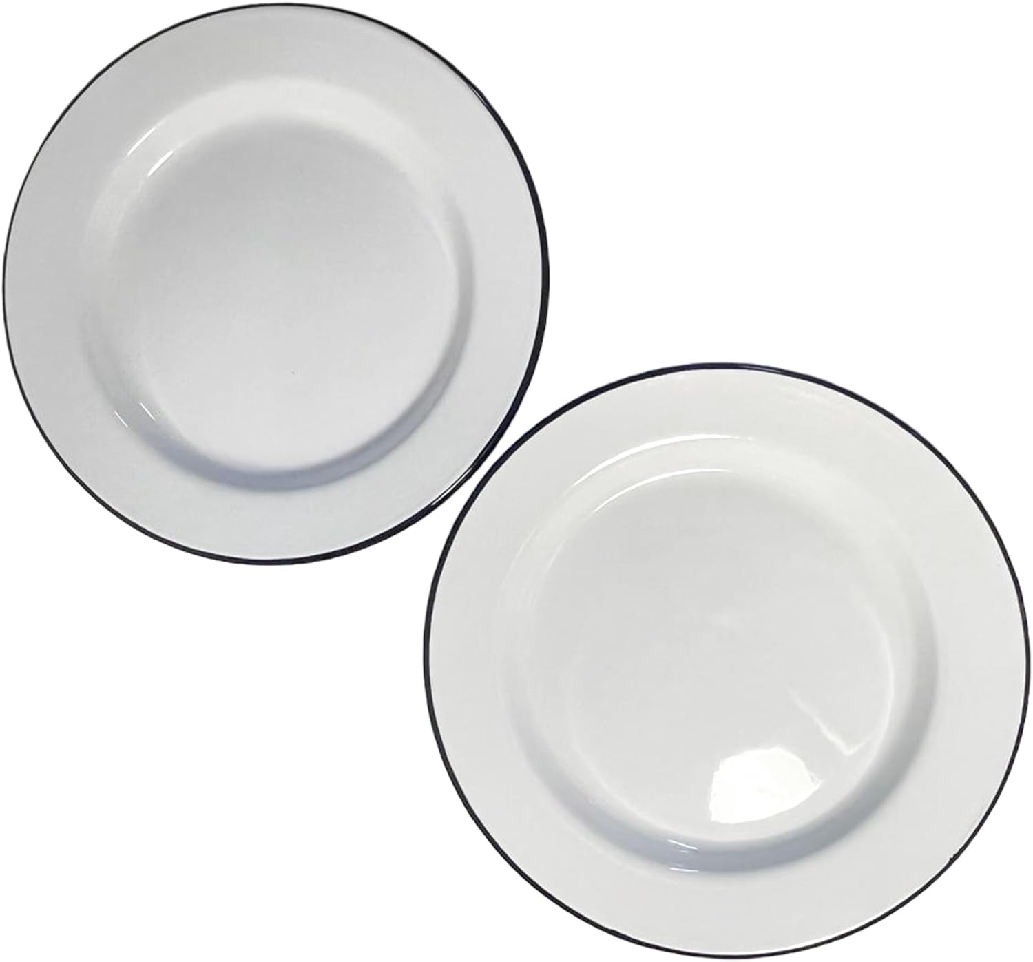 Thorness 2 x 24cm White Enamel Dinner Plates | Enamel Plate | Set of 2 ...