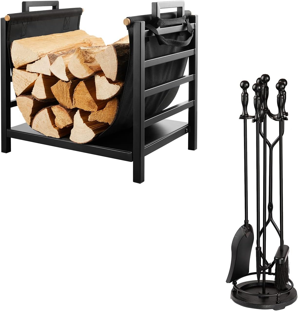 Amazon.com: DOEWORKS 18 Inch Firewood Racks Bundle Fireplace Tools Set ...
