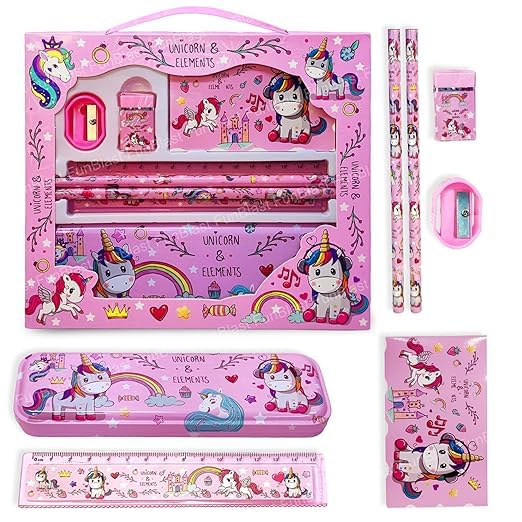 NANHE SHARKS Unicorn Stationery Set for Girls - Pencil Pen Book Eraser ...