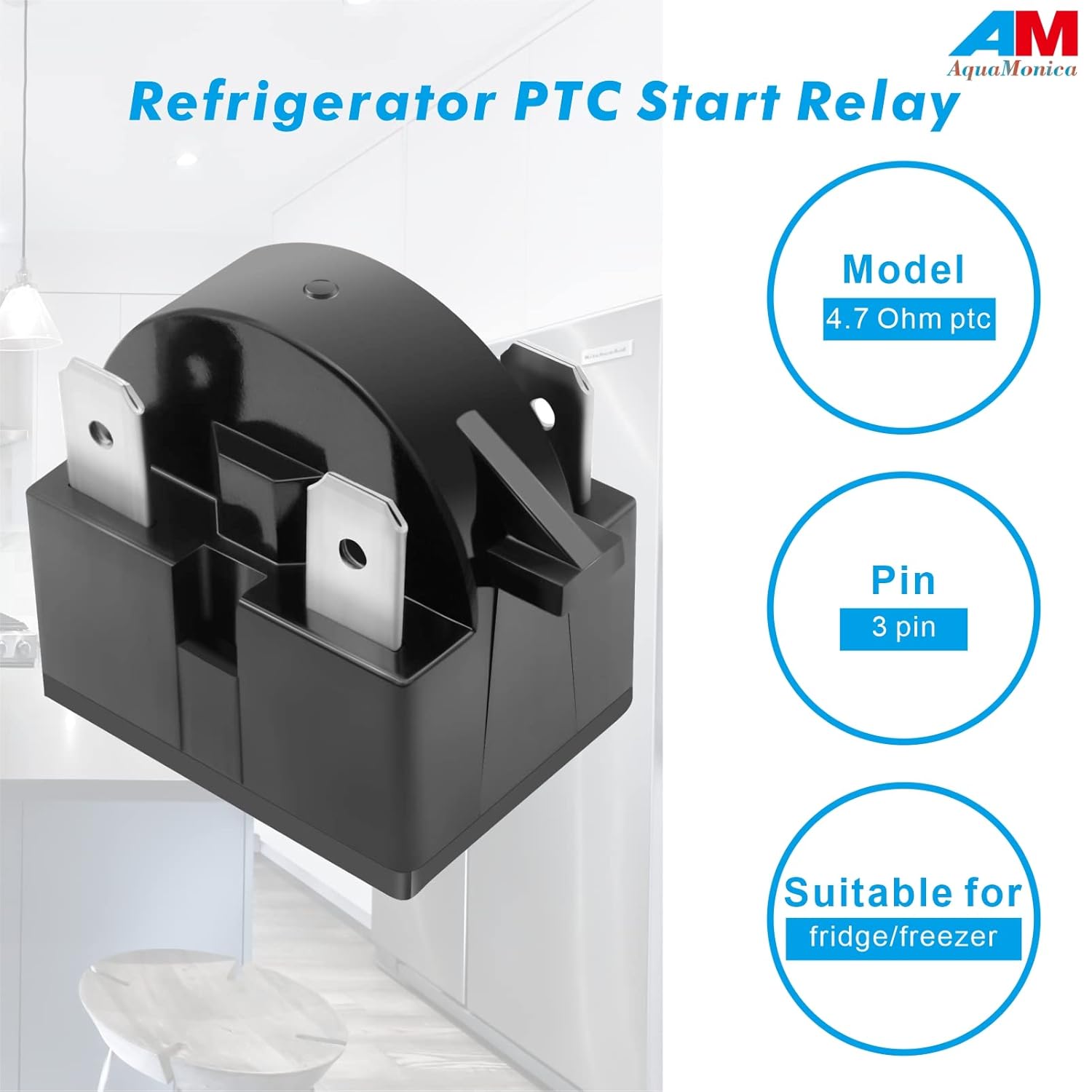 Relé de arranque de refrigerador QP2-4R7 PTC de 3 pines y protector de ...