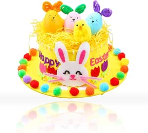 iwiio Easter Hat Making Kit - Easter Make Your Own Bonnet Hat Craft Set ...