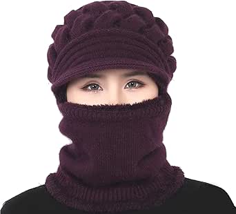 Amazon.co.jp: 【NADELA】 ネックウォーマー 防寒一体式ニット帽子 目出し帽 毛糸編み ハンドウォーマー ニットキャップ 防風 防寒 帽子 襟巻き 男女兼用 おしゃれ 小顔 ...