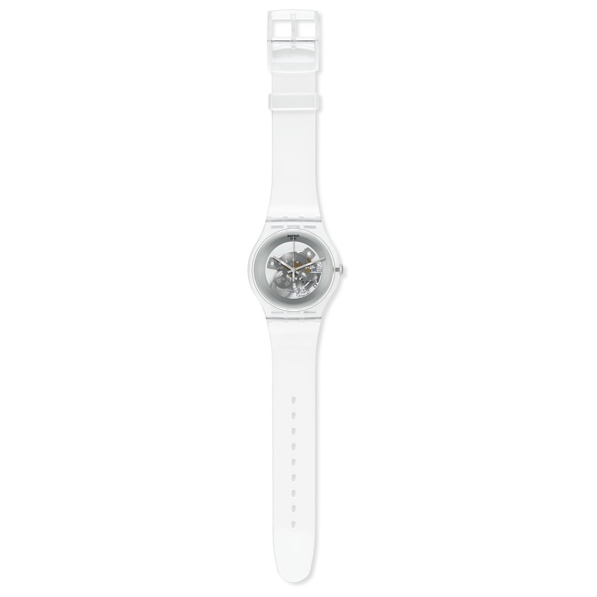 Buy Swatch STSUOK105 look through grey dial transparent plastic strap ...