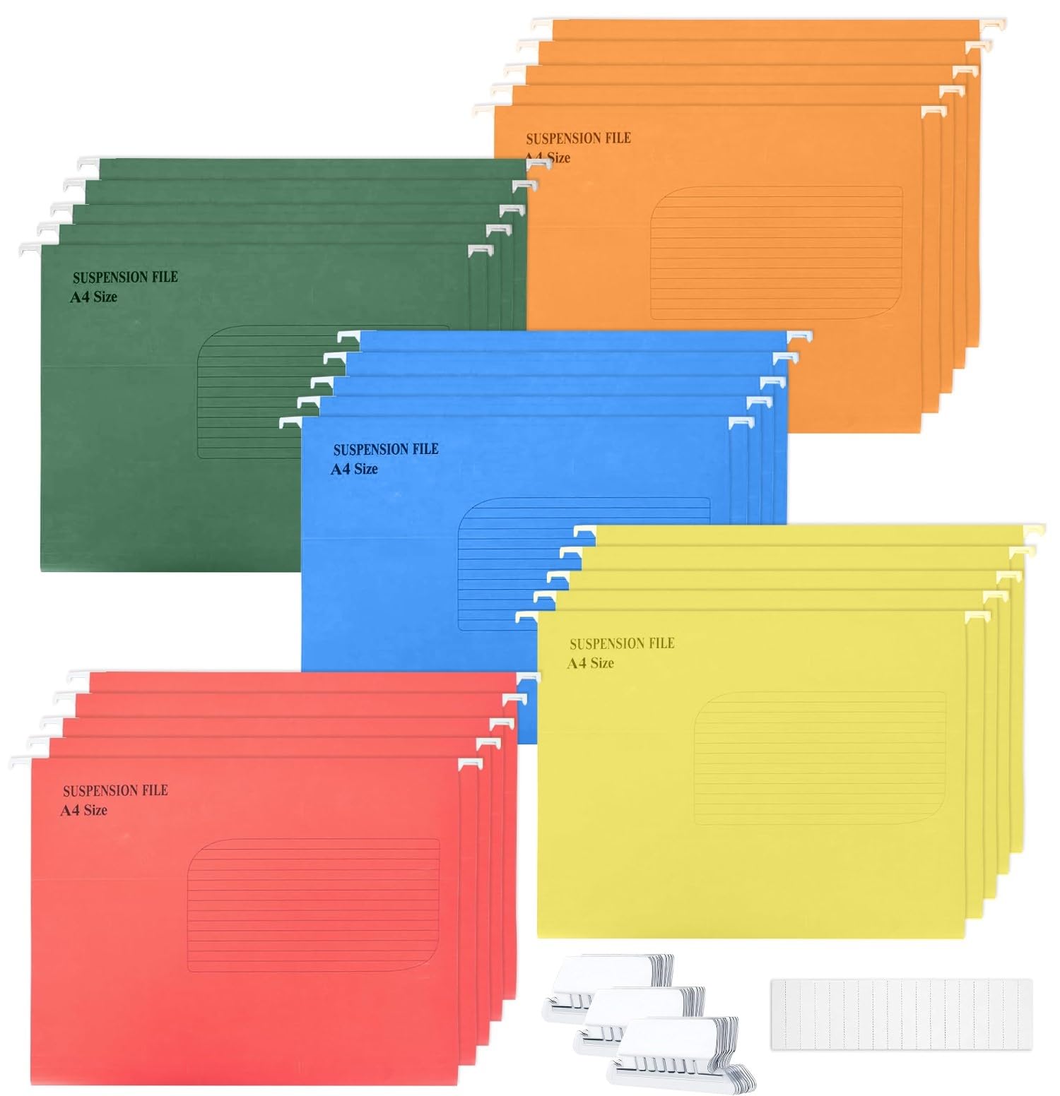 KAHEIGN 25Pcs A4 Suspension Files, 5 Colours Heavyweight Folder ...
