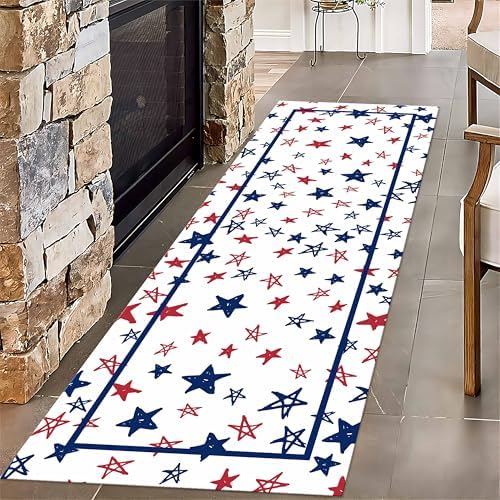 Amazon.com: SCUAOMX Red White and Blue Decor Hallway Rug, 3.3x7ft ...