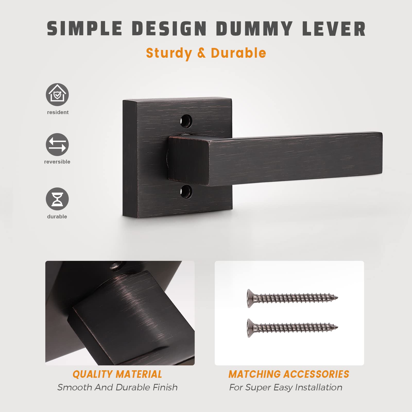 Snapklik.com : KNOBWELL 4 Pack Dummy Door Knob, Modern Square Bronze ...