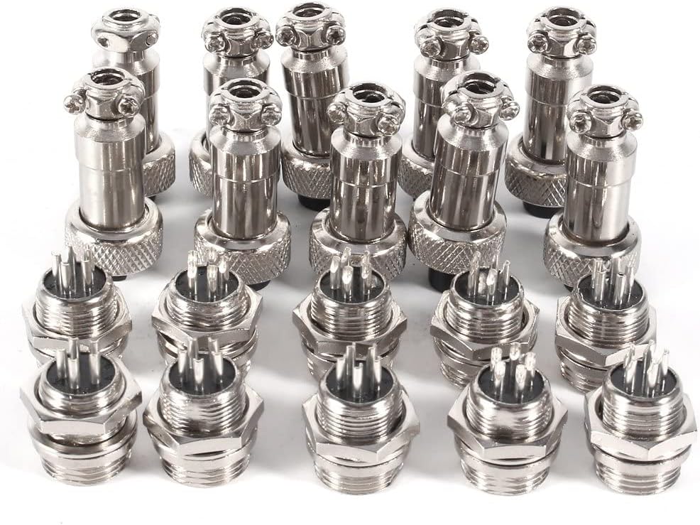 10 Pairs Aviation Plug Connector kit, Mounting M12 Dia Screw Metal ...