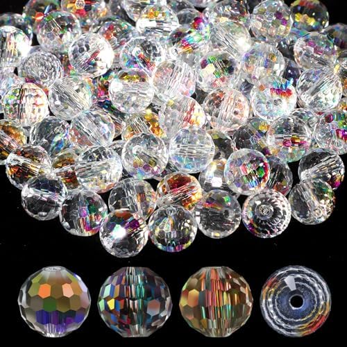 100 Stück Große Glasperlen Zum Auffädeln,10 mm Runde Facettierte ...