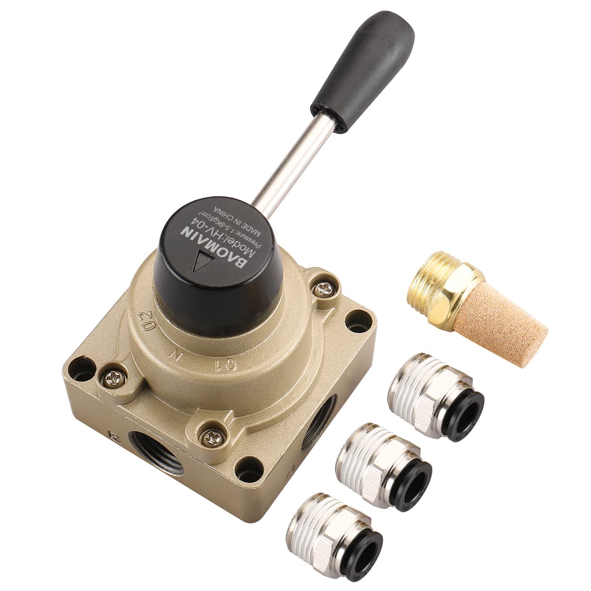 Baomain Rotary Lever Hand Valve HV-04 PT1/2'' 3 Position 4 Way ...