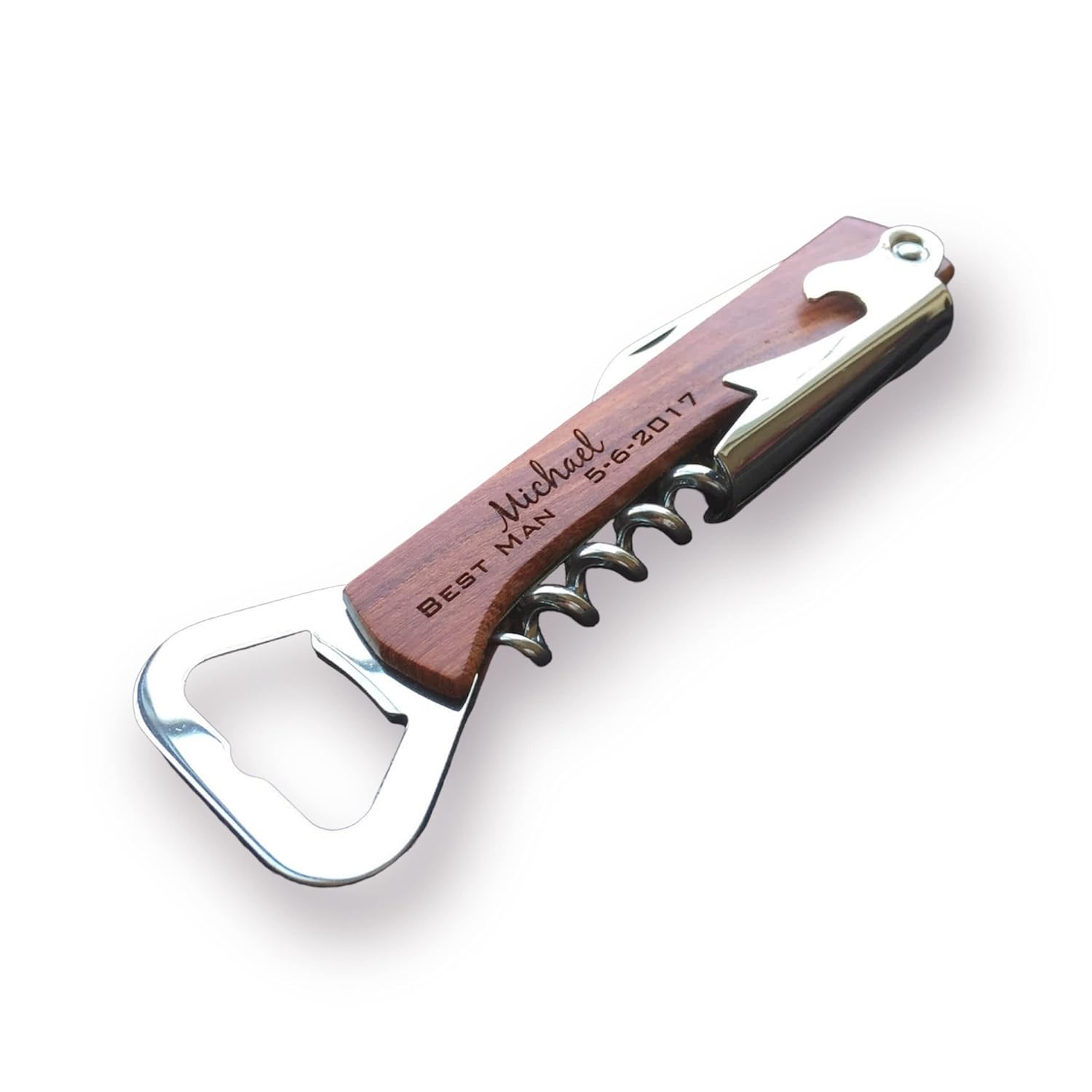 Amazon.com: Engraved corkscrew opener, Personalized wood bottle opener ...