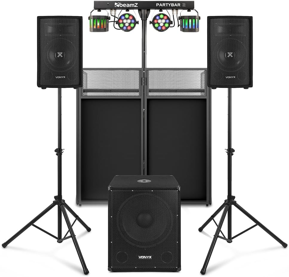 Vonyx VX0812BT 2.1 Active DJ Speaker Package with Subwoofer, DJ Setup ...