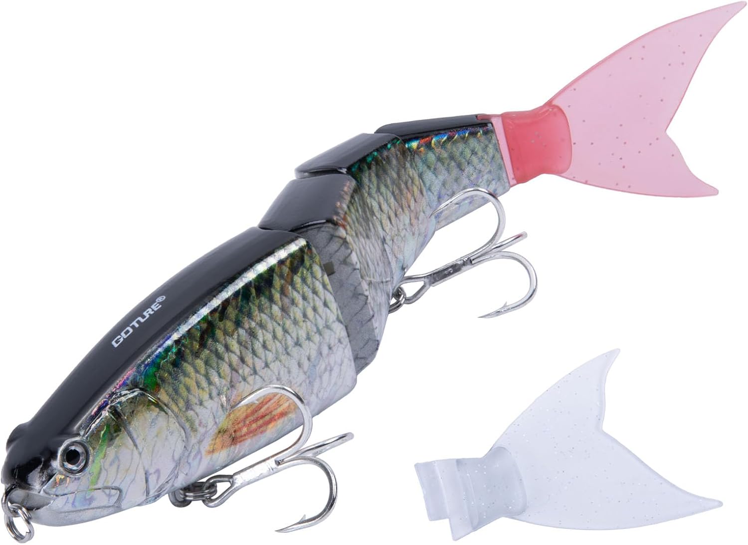 Goture Kunstig lokkemad gedde med udskiftelig fiskehale, gedde lokkemad ...