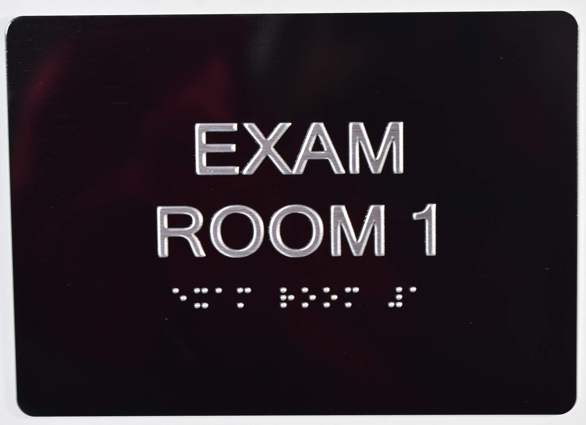 EXAM Room 1 Sign with Tactile Text and Braille Sign -(Aluminium, Black ...