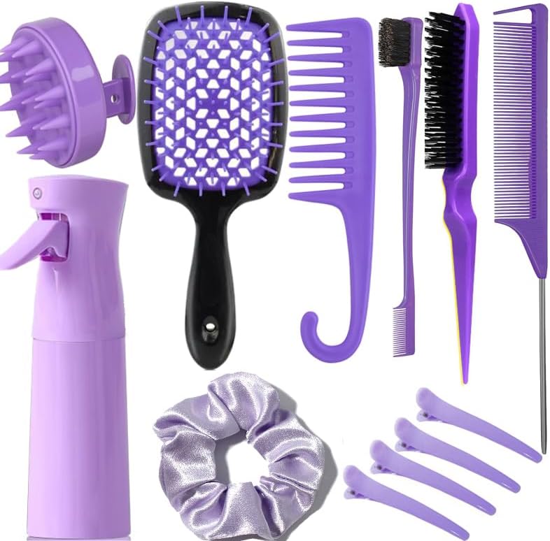 Amazon.com : 12 Pcs Hair Brush Set with Continuous Hair Spray Bottle ...