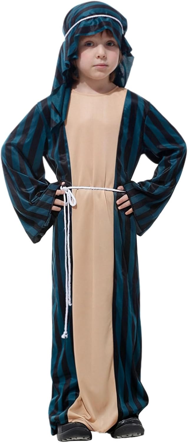 Kids Shepherd Costume, 3 Pcs Robe Set Fancy Dress Up Joseph Outfit for ...