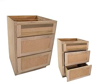 Amazon.com: Unfinished Poplar Drawer Base Kitchen Cabinet | 24-Inch ...