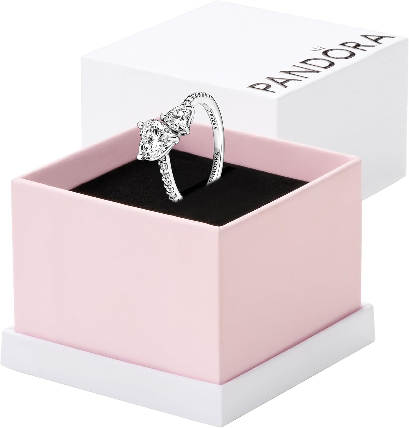 Pandora Double Heart Sparkling Ring - Sterling Silver Ring for Women ...
