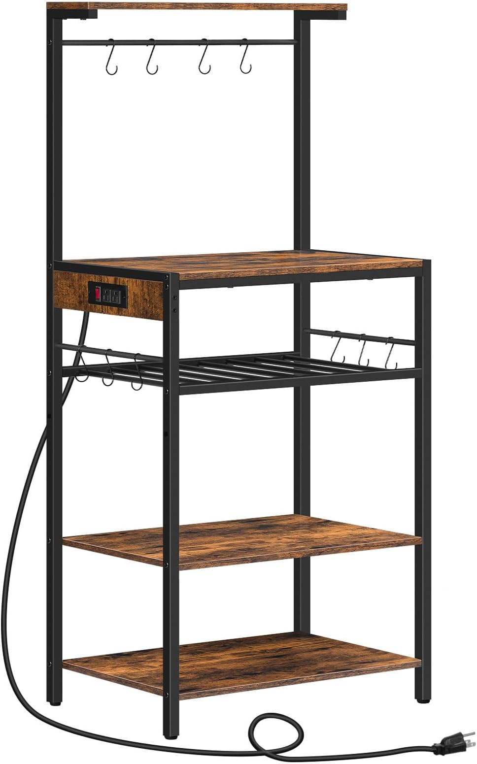 Amazon.com - MAHANCRIS Bakers Rack with Power Outlet, Kitchen Storage ...