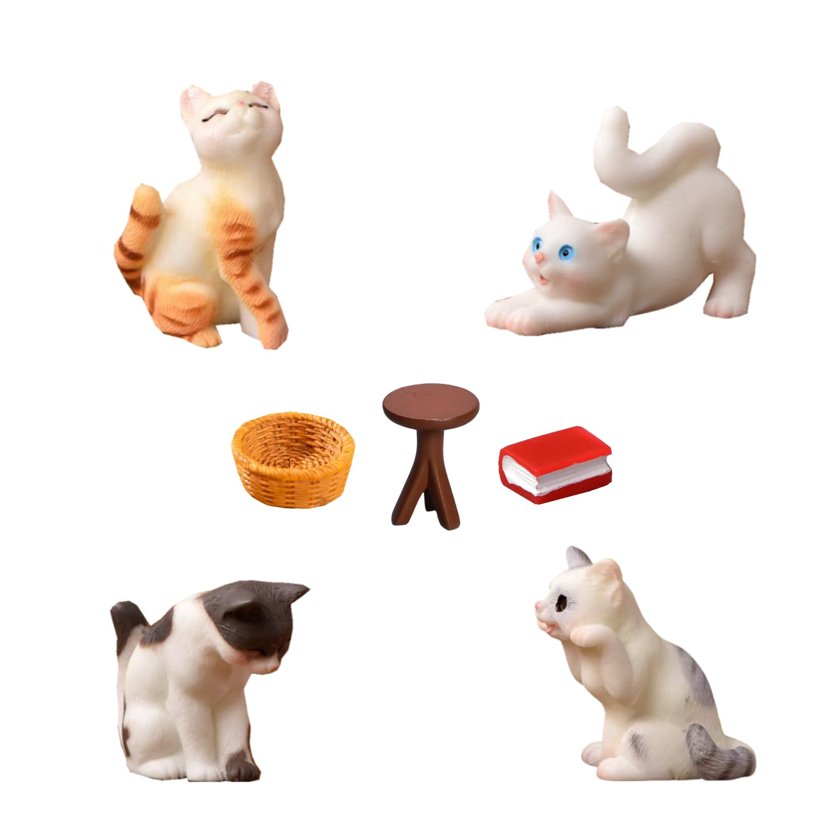 Amazon.com: WWZ 7pcs Mini Adorable Cat Figurines Set for Home Decor ...