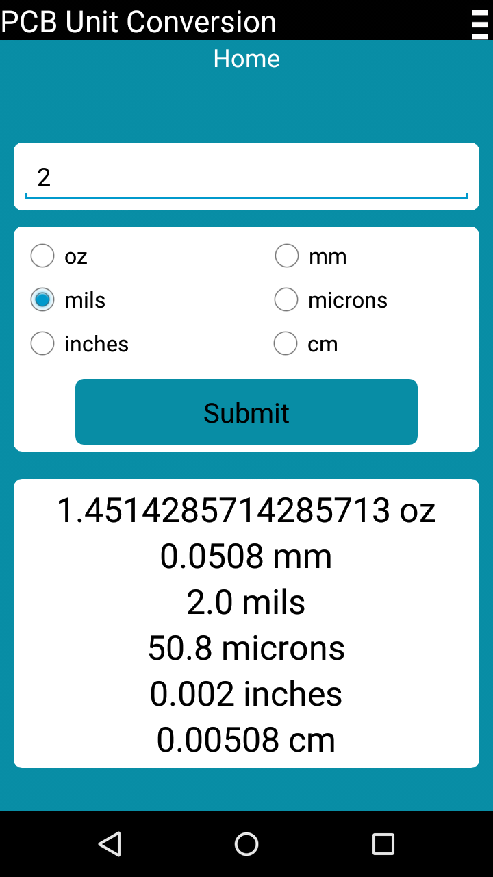 PCB Unit Conversion - App on Amazon Appstore