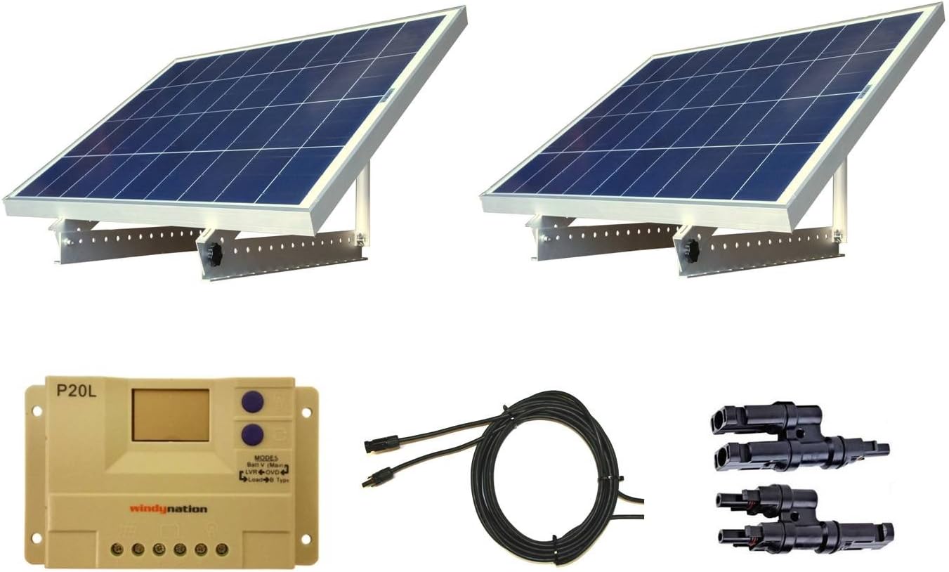 Amazon.com : WindyNation 200 Watt 12V or 24V Solar Panel Kit w ...
