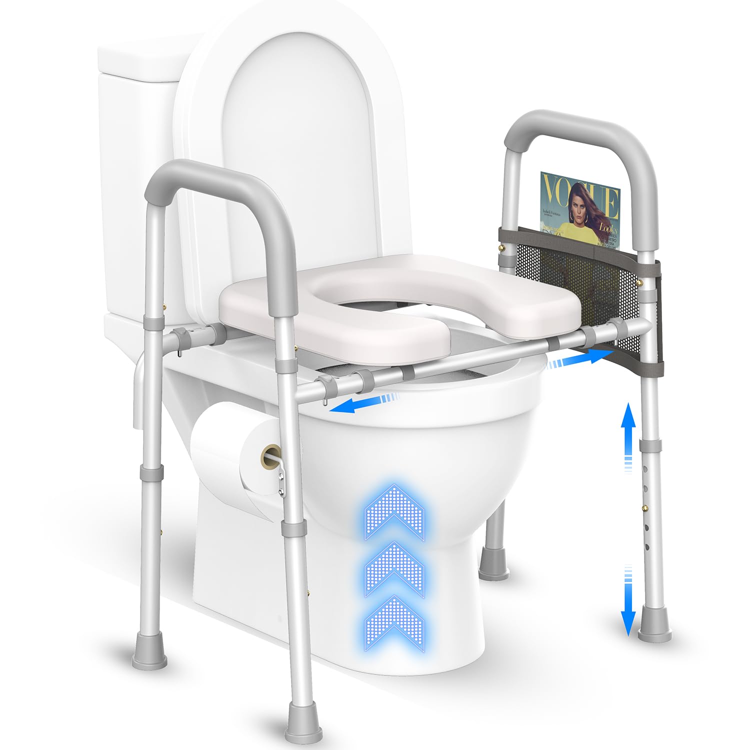 Amazon.com: Raised Toilet Seat with Handles, Two-ways Adjustable Toilet ...