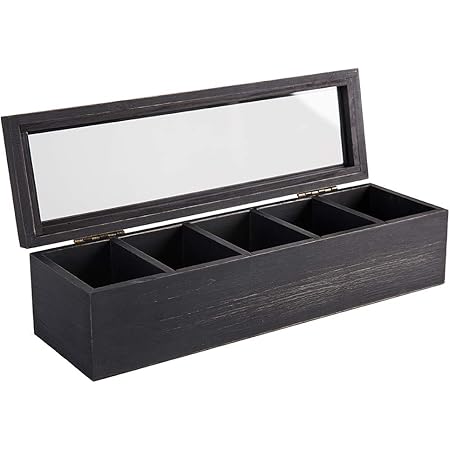 Amazon.com: Small Wooden Tea Bag Box by HTB, 3 Compartments Acacia Wood ...