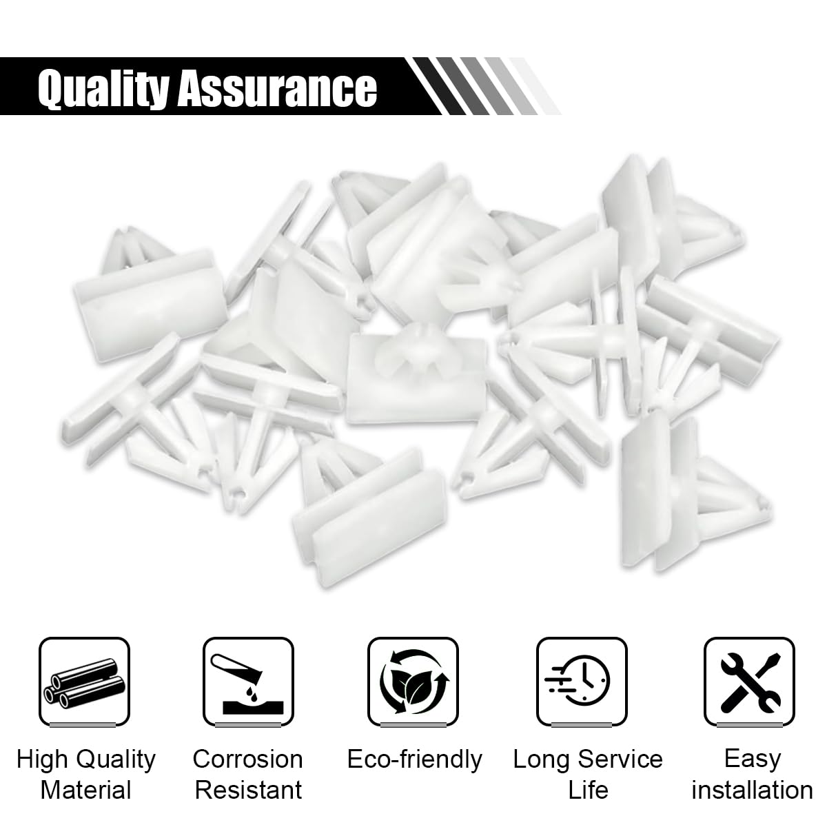 Snapklik.com : 50PCS Rocker Panel Moulding Rivets Clips, White Nylon ...