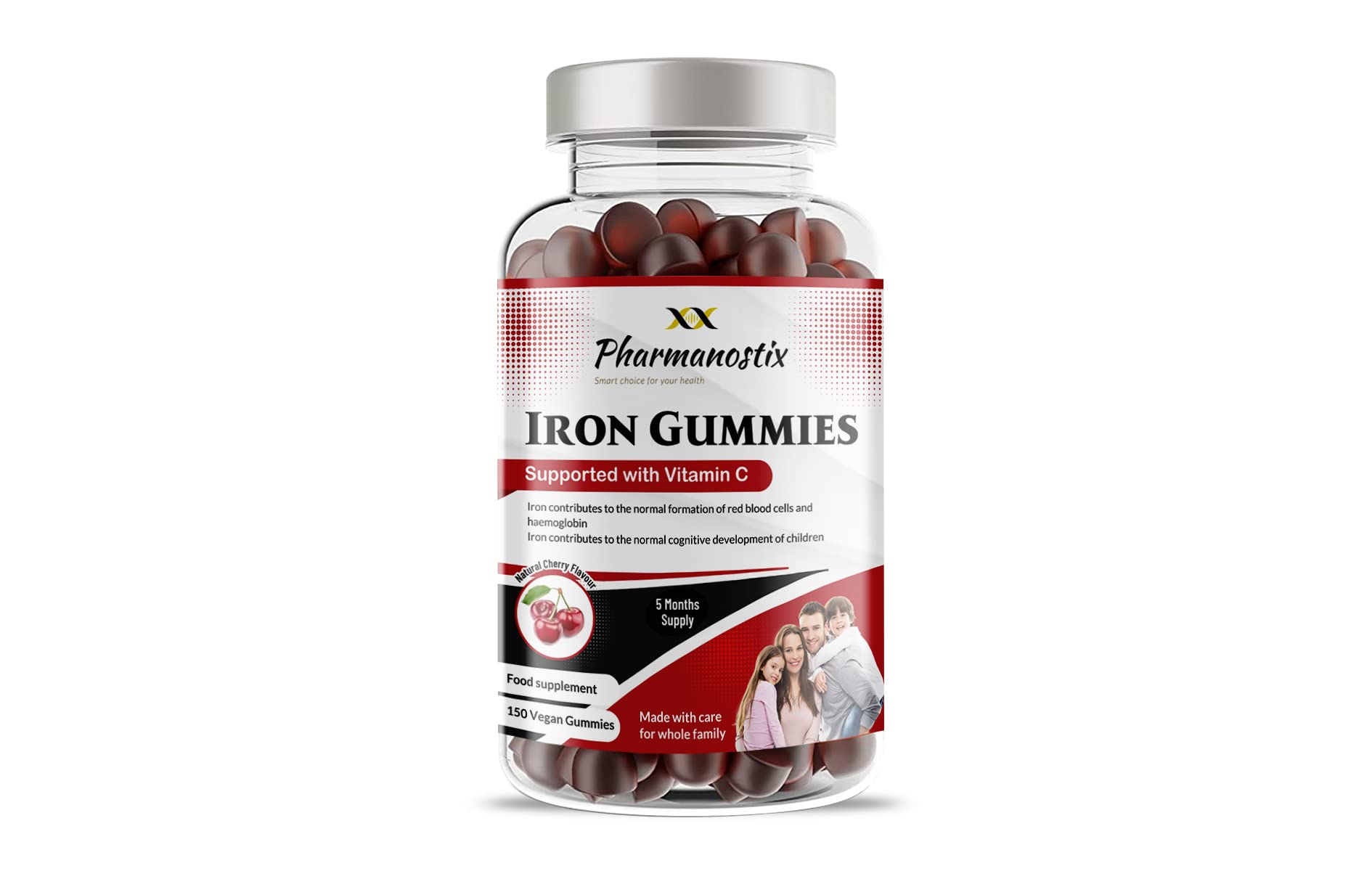 Buy nostix Iron & C Vegan Gummies - 150 Natural Cherry Flavour Gummies ...