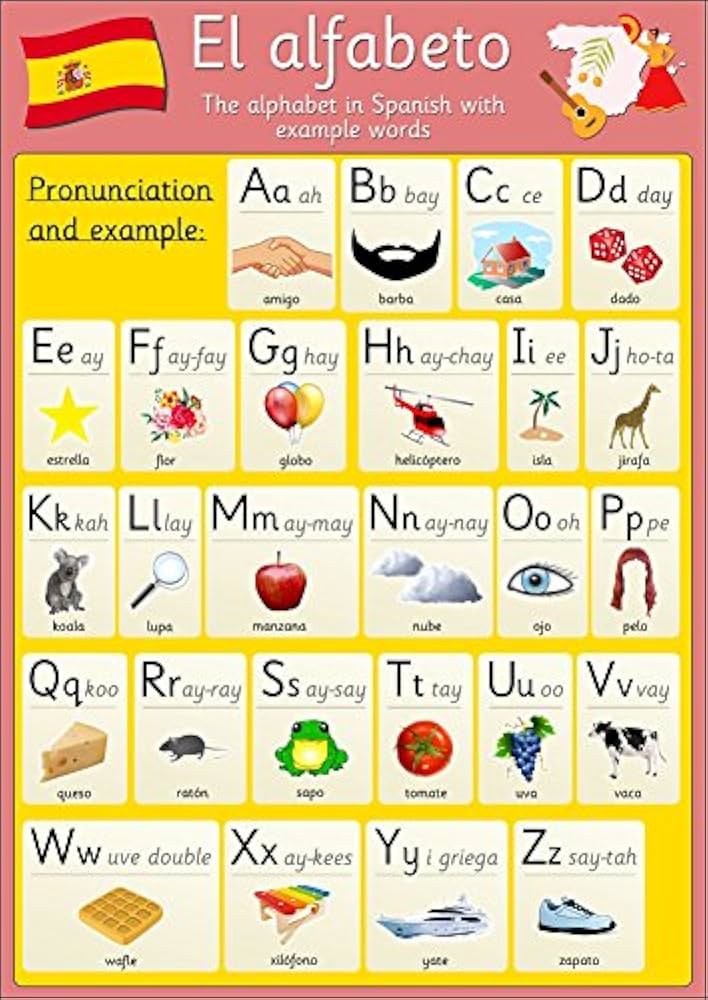 Spanish Alphabet Educational Laminated Chart Buy ABC Alphabet Spanish