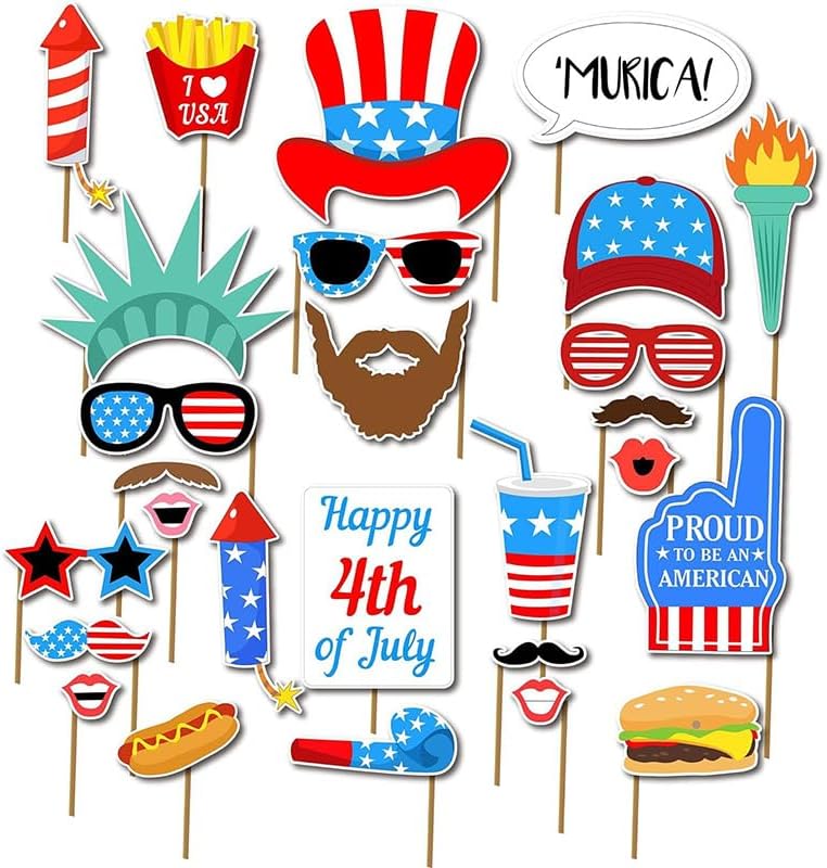 Amazon.com: 4th of July Patriotic Photo Booth Props, 28 Pcs ...