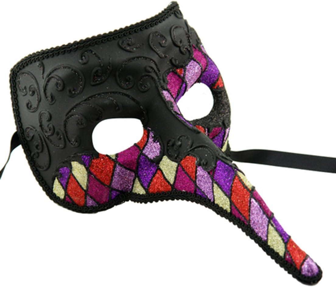Amazon.com: Zanni Venetian Mask Black Harlequin #2 Masquerade Halloween ...