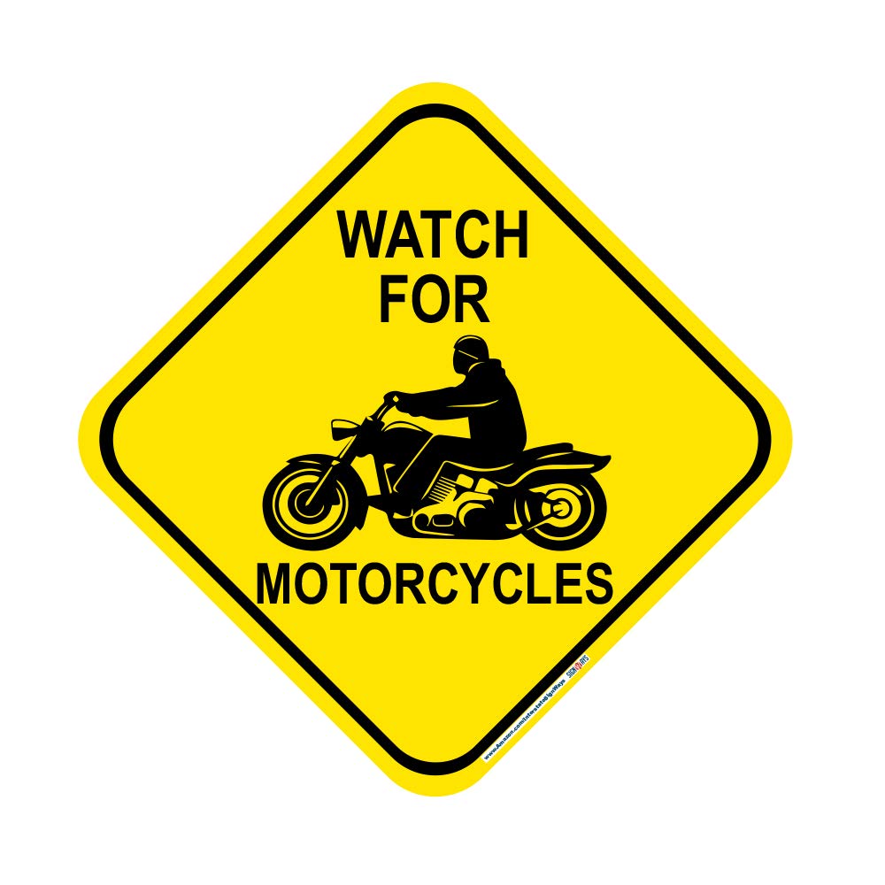 Amazon.com: Watch For Motorcycles 12"x12" Diamond Yellow/Black Sign ...