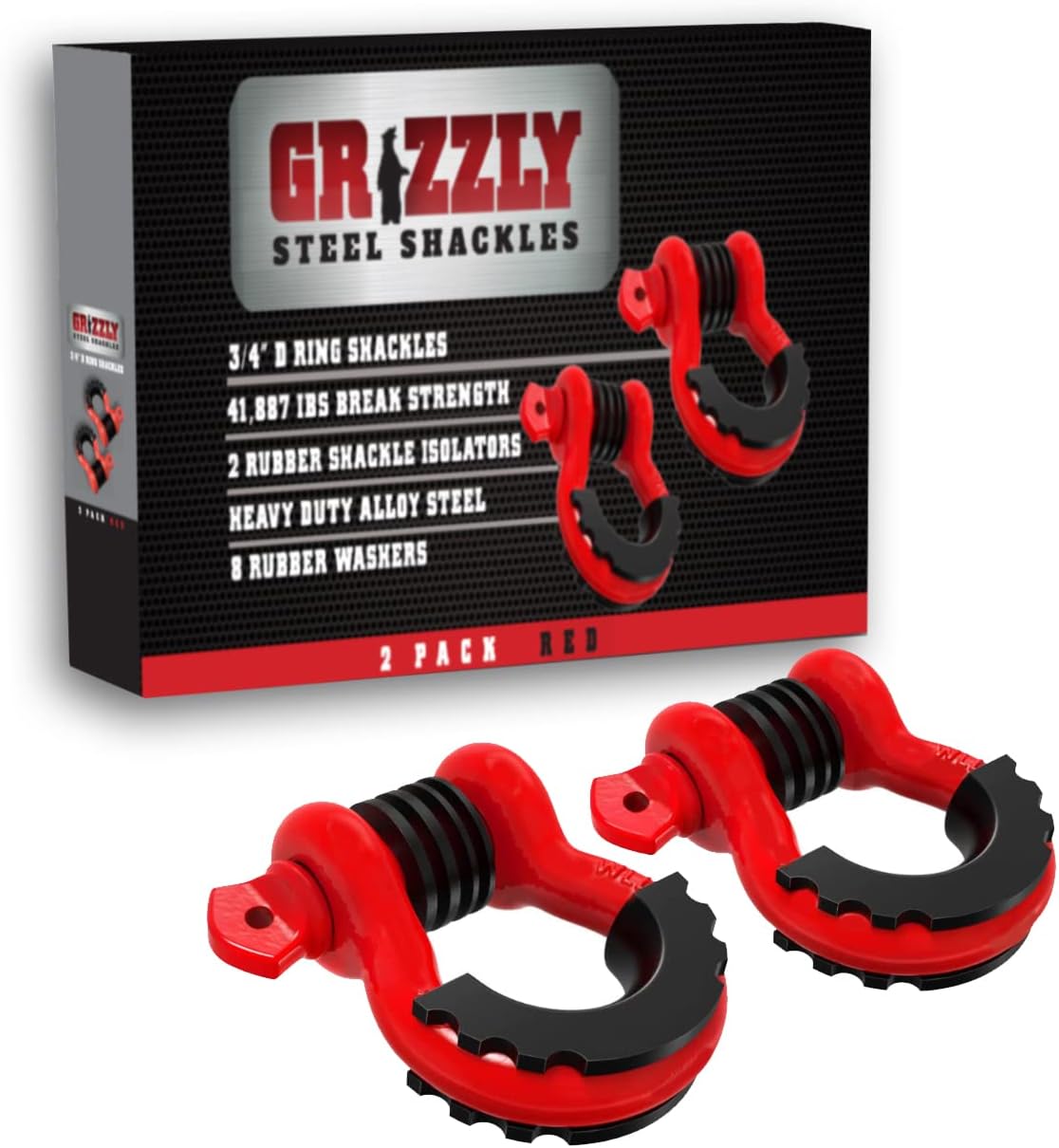 Performore 2 Pack of D-Ring Shackles Heavy Duty 4.75 Ton Capacity, 3/4 ...