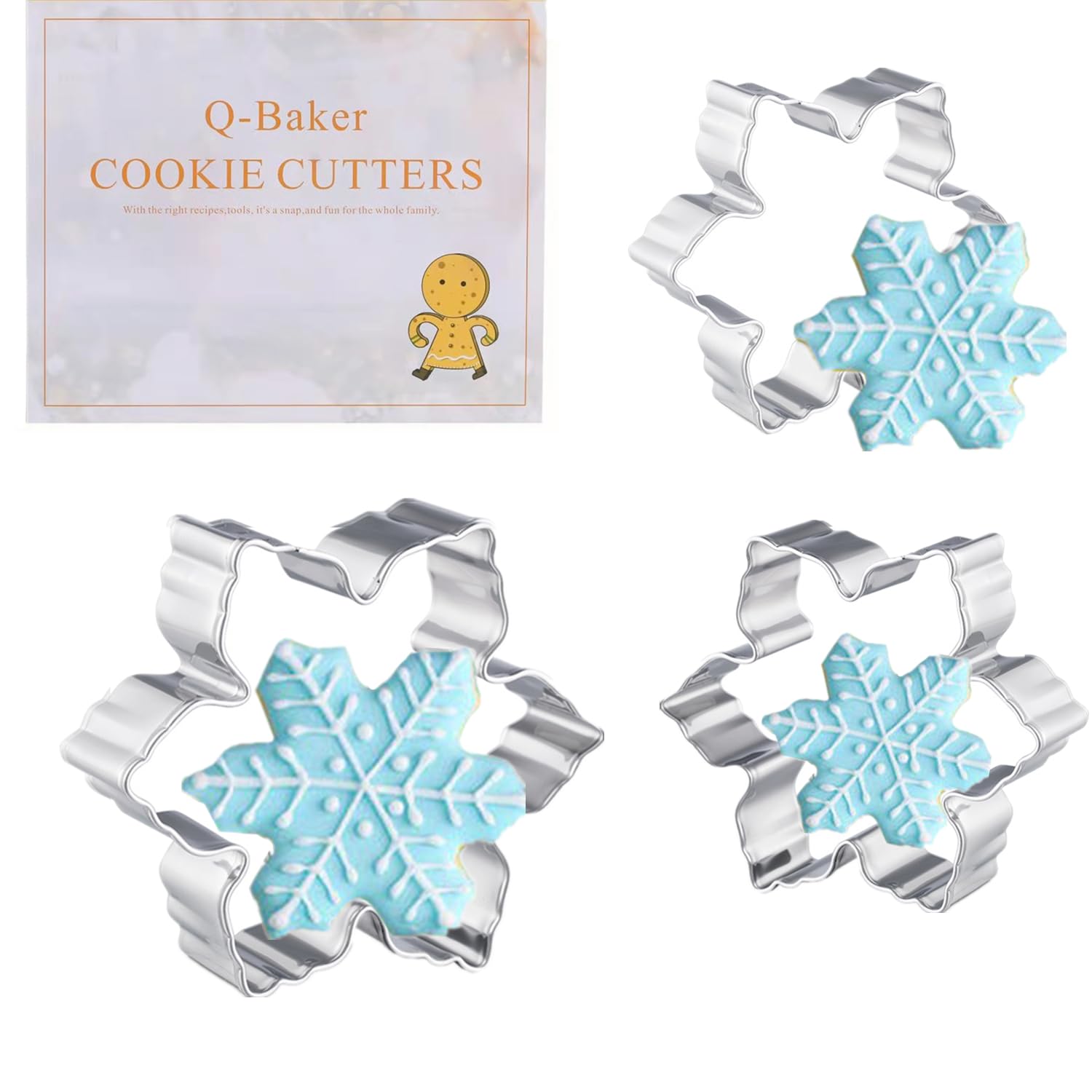 Amazon.com: Christmas Snowflake Cookie Cutters 3PCS Christmas Cookie ...