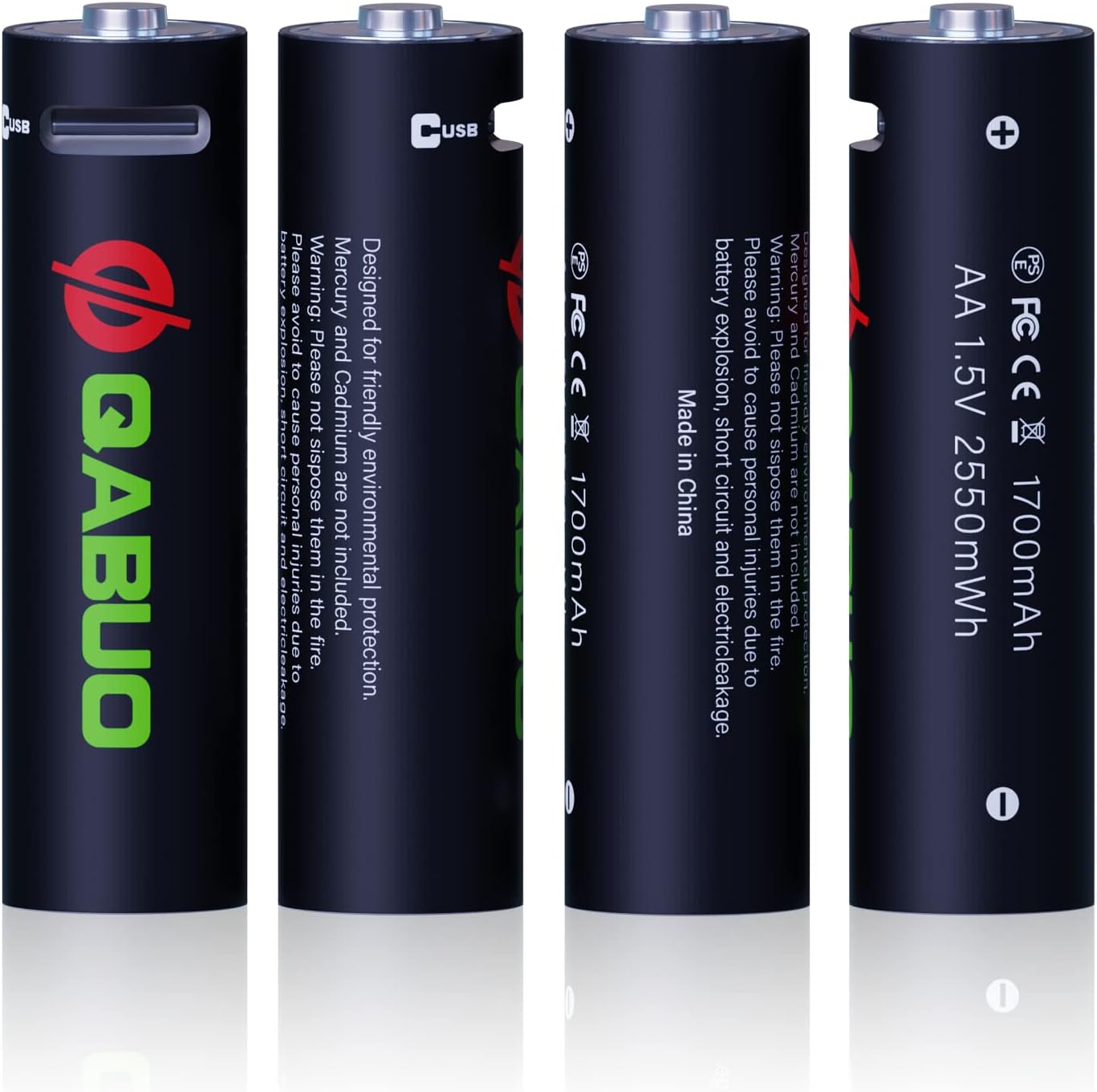 USB AA Lithium ion Rechargeable Battery, High Capacity 1.5V 2550mWh ...