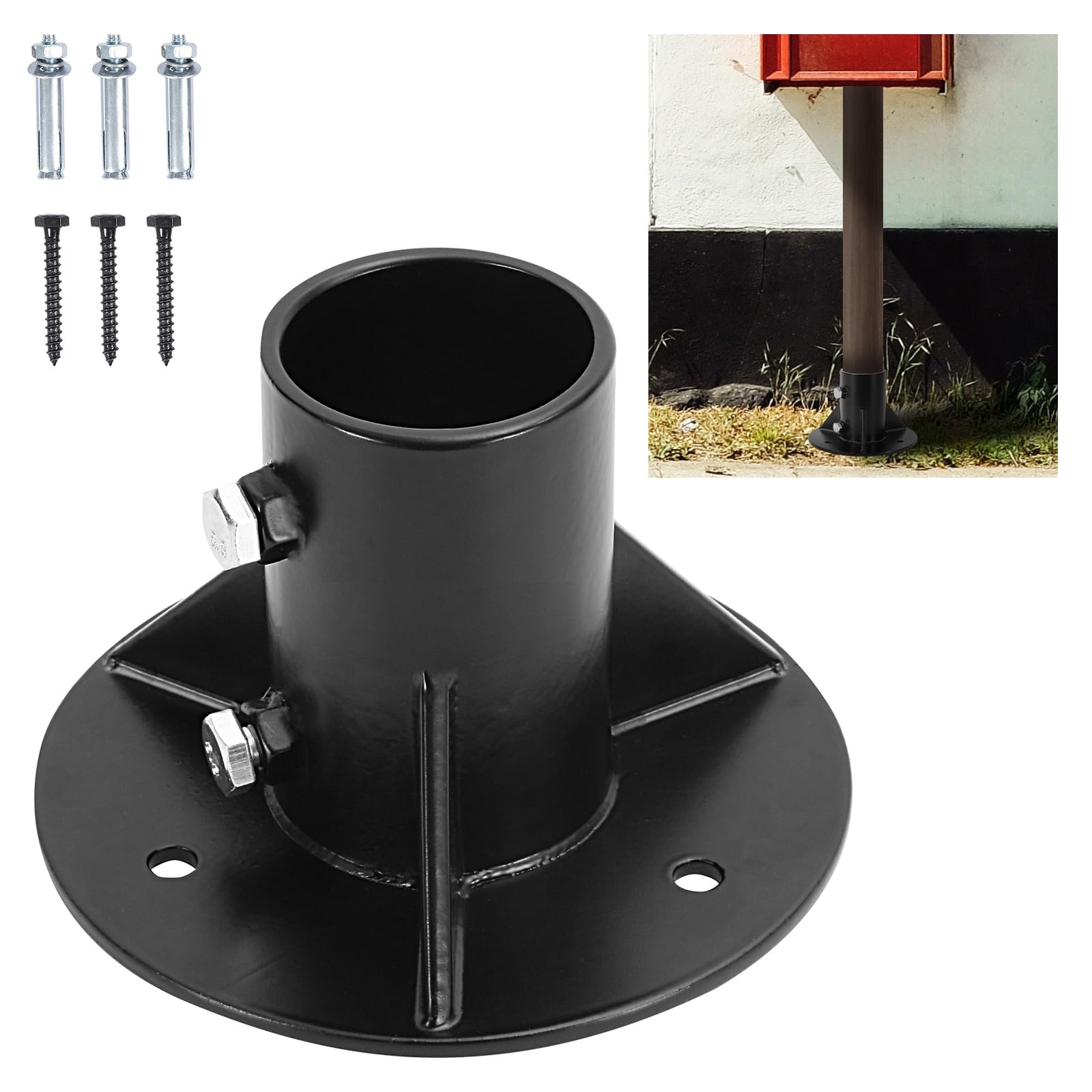 Cskunxia 1PC Round Posts Base Bracket Chain Link Fence Flange Post ...